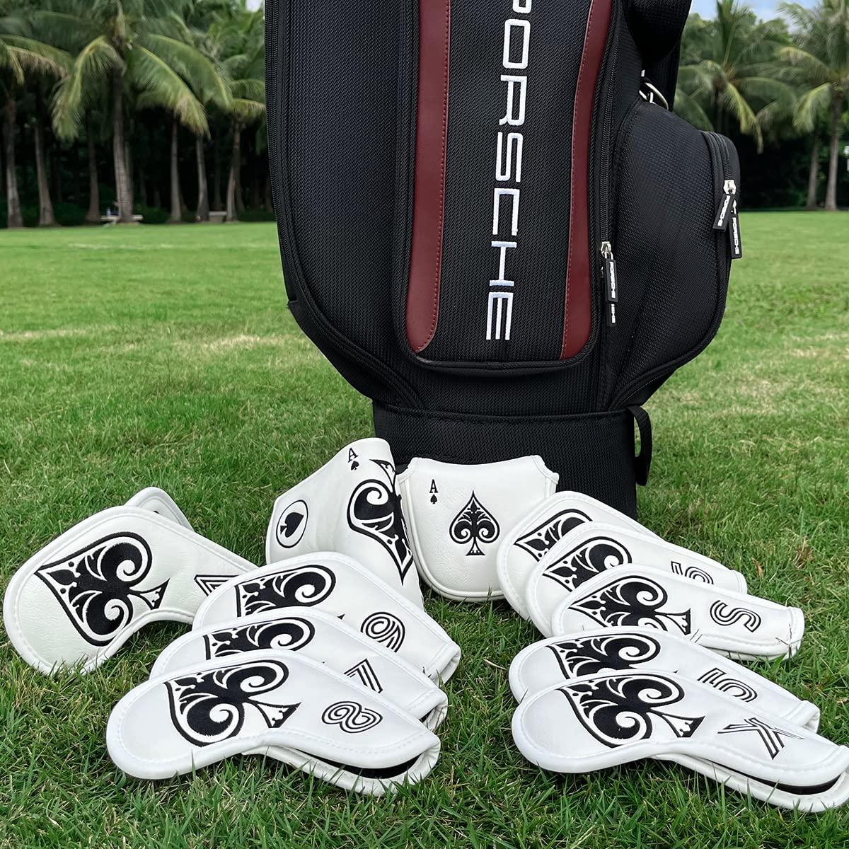 Barudan Golf Poker Ace White Mallet Putter Cover Headcover Magnetic Club Protector fits for Odyssey 2ball Style Putters,Synthetic Leather Putter Headcover for Mallet, RH LH