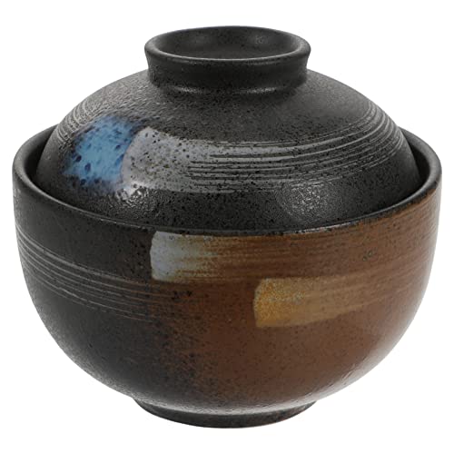 BESTonZON 2 pcs Pho Steaming Bowls Bird Tableware Chill Appetizer Noodle Saucer Japanese Black Use Salad Lid Vegetables Delicate Vintage Soup Stockpot Nest Miso Pot Serving Earthen Stew
