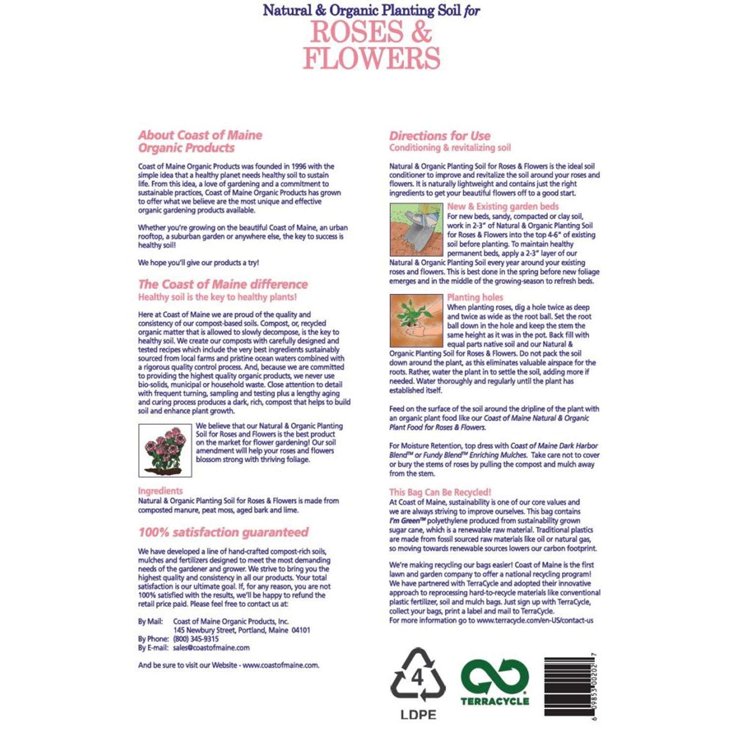 Coast of Maine Organic Natural Gardening Compost Potting Planting Soil Blend for Roses, Other Flowers, and Plants, 20 Quart Bag (2 Pack)