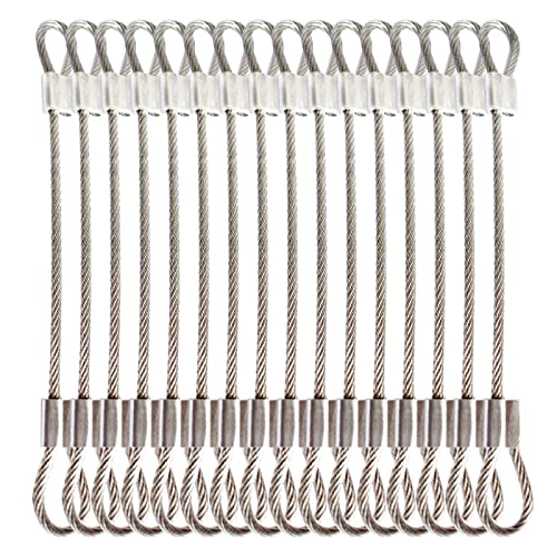 Bytiyar 20 pcs 6 inch (15cm) 3mm Thickness Stainless Steel Wire Cable with Loops Vinyl Cover Coated Short Rope Lanyard Lock Safety Tether Chains, Clear