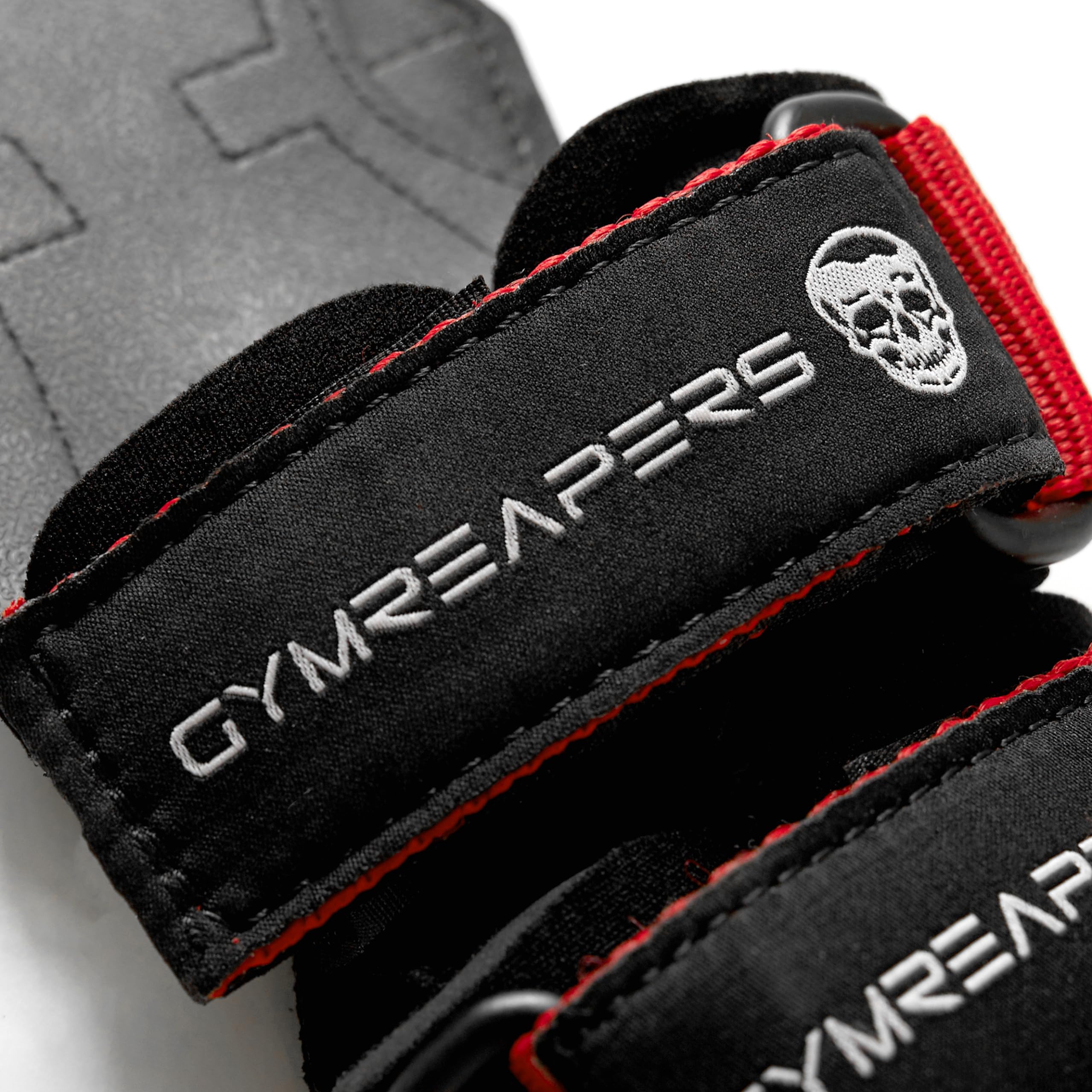 Gymreapers Weight Lifting Grips (Pair) for Heavy Powerlifting, Deadlifts, Rows, Pull Ups, with Neoprene Padded Wrist Wraps Support and Strong Rubber Gloves or Straps for Bodybuilding (Red, Medium)