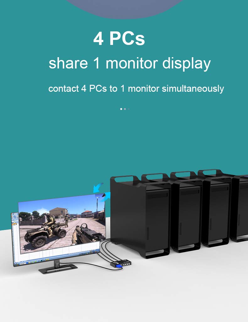 MT-VIKI 4 port VGA Switch Video Selector Switcher Box (4 input 1 output)