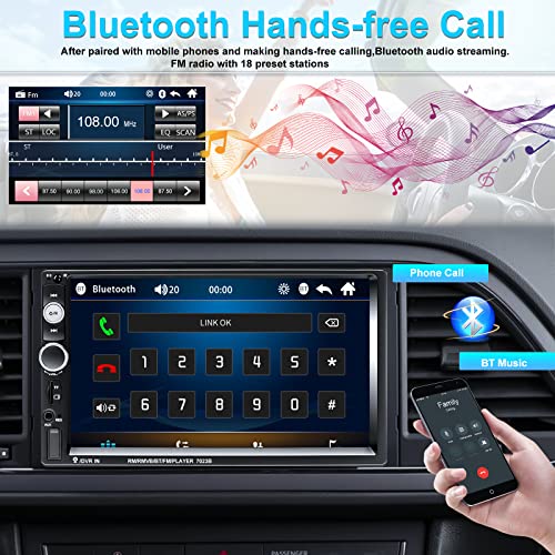 Double Din Car Stereo 7β Touch Screen Car Radio with Bluetooth Backup Camera FM Radio Receiver USB AUX Auto radio TF Card Input Audio Video MP5 MP4 MP3 Player Car Multimedia Player Support Mirror Link