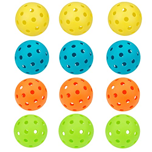 jehezkel 12 Pack Pickleball Balls, 40 Holes Pickleballs for Outdoor or Indoor, Pickle Ball Set, Durable, Hard Bounce, High Elasticity, USAPA Standard