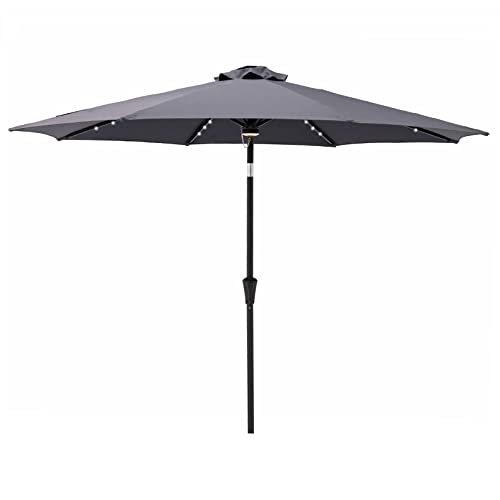 C-Hopetree 10 ft Outdoor Patio Market Table Umbrella with Solar LED Lights and Tilt, Anthracite