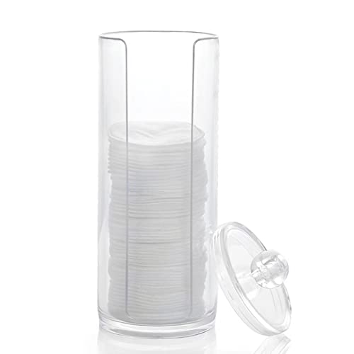 Cosmetic Cotton Pad Holder, Acrylic Clear Cotton Rounds Holder with Lid Cotton Pad Organizer Container Dispenser for Bathroom Vanity Countertop