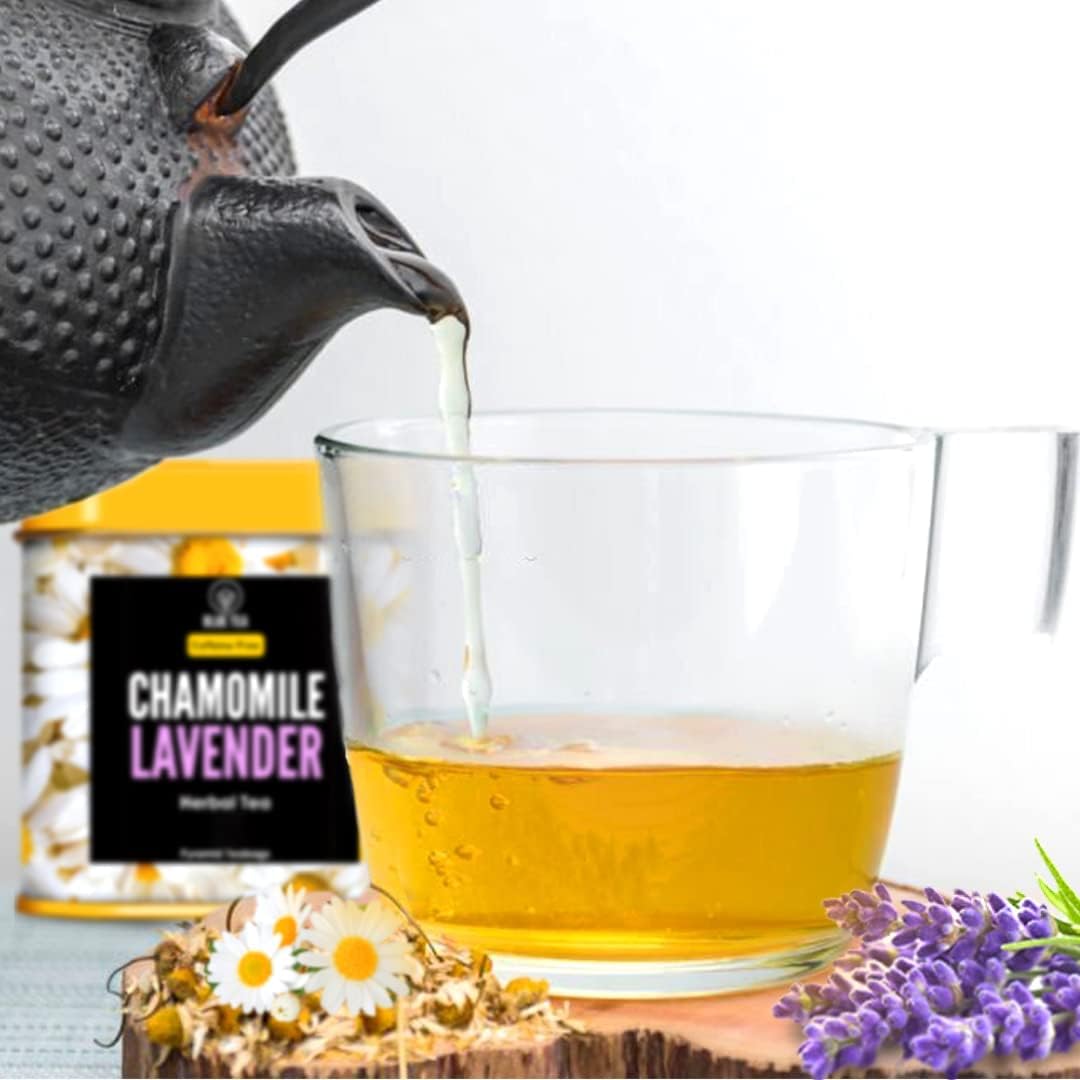BLUE TEA - Chamomile Lavender Tea - 30 Premium Tea Bags || RELAX TEA || Direct From Source - Plant-Based Biodegradable Tea Bag | Caffeine Free - Herbal Tea - Organic - Premium Tin Container