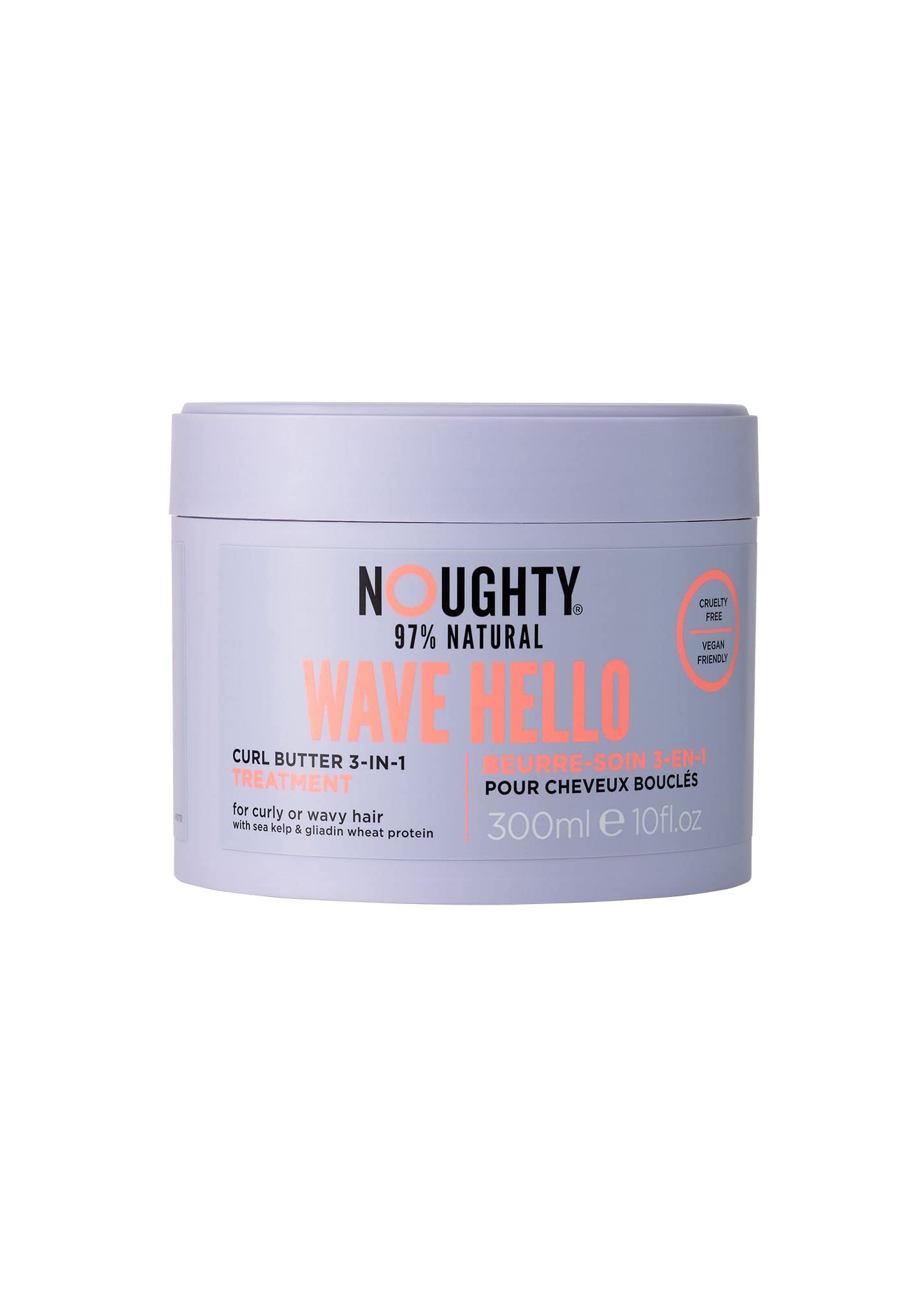 Noughty 97% Natural Wave Hello Curl Butter 3-in-1 Treatment, Moisturising Hair Mask, Leave-In Conditioner and Post Shampoo Conditioning Wash, Sulphate Free Vegan Haircare 300ml