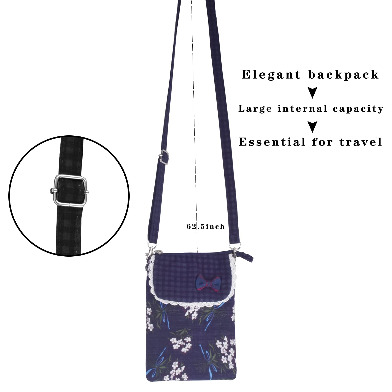 LassZone Canvas Crossbody Bag For Women Small Cellphone Purse Wallet Cute Floral Shouler Bag Handbag with Multi Pocket