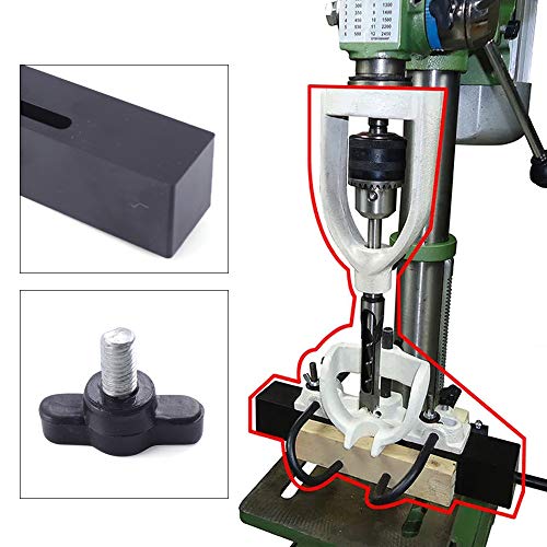 CHUNILLE Square Hole Chisel and Bit Machine Set, Mortising Kit Woodworking Bench Drill Joint Mortise Square Hole Drilling Set of Bench Drill with 4 Bits