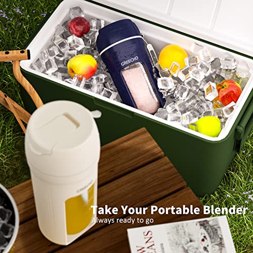 GREECHO Portable Blender, One-handed Drinking Mini Blender for Shakes and Smoothies, 12 oz Personal Blender with Rechargeable USB, Made with BPA-Free Material Portable Juicer, Space Blue