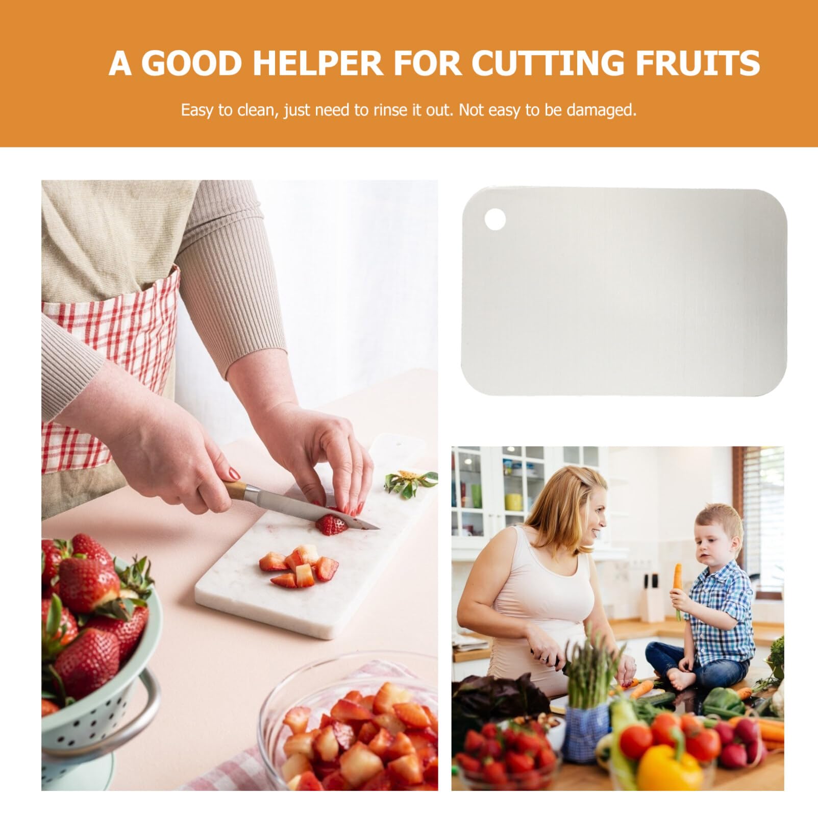 Cabilock Stainless Steel Cutting Board for Baby Food Meat Cheese Fruit Vegetables Metal Kitchen Chopping Board Heavy Duty Kitchen Butcher Block