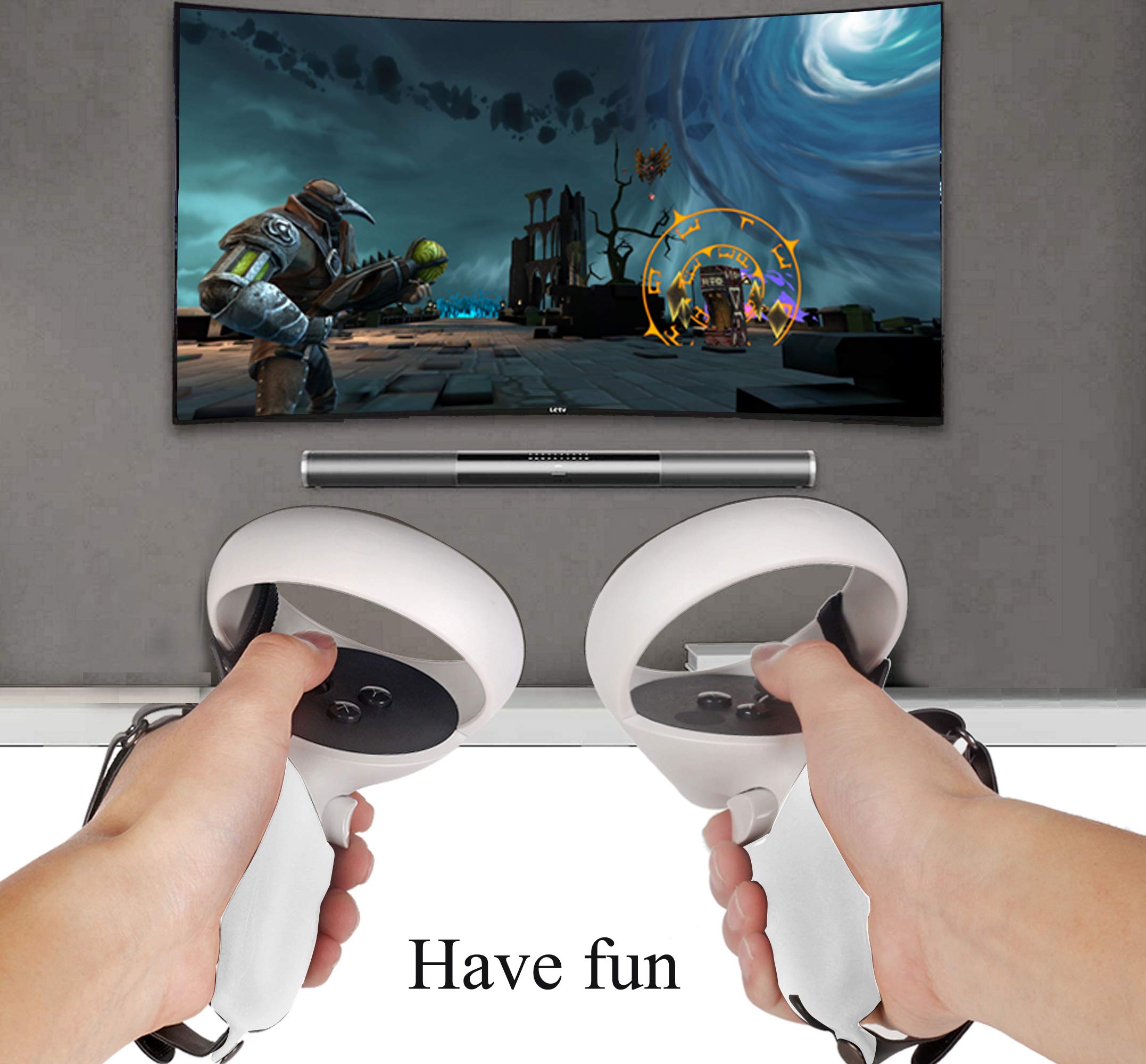 MUGEYMYD Touch Controller Grip Cover and Lens Cover for Oculus Quest 2 Accessories, Sweat-Proof and Anti-Throw, Protector with Knuckle Straps.(White)