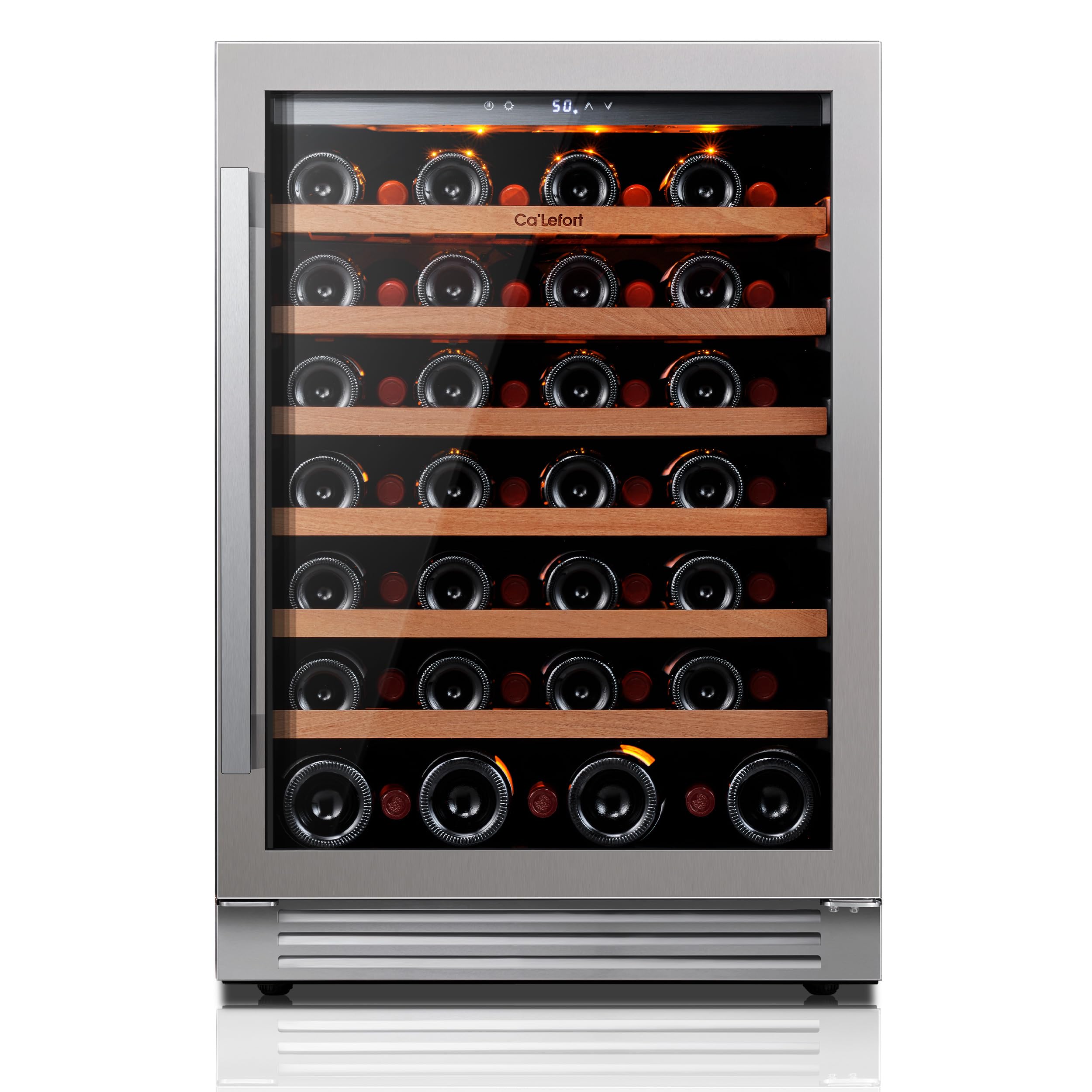 Ca'Lefort 24 Inch Wine Fridge, 54 Bottle Wine Cooler Refrigerator, 40-65°F Wine Refrigerator Glass Door, 3 LED Wine Fridge, Built-in or Freestanding Wine Fridge for Home/Bar/Kitchen (5.65 cu.ft)