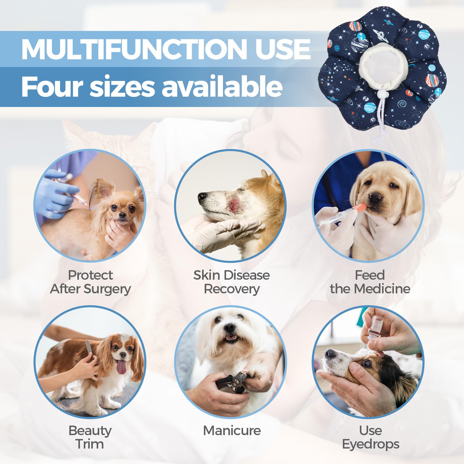 ComSaf Soft Dog Recovery Collar, Protective Adjustable Pet Cone Collar for After Surgery, Comfortable Lightweight Elizabethan Collar for Small Dog Cat Prevent from Licking Wounds, Not Block Vision