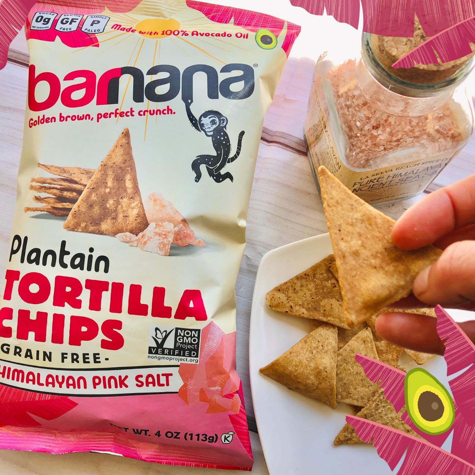 Barnana Grain-Free Plantain Tortilla Chips β Himalayan Pink Salt β 4 Ounce, 1 Pack β Gluten-Free, Corn-Free, Paleo β Golden Brown, Perfect Crunchy Snack - Made With 100% Avocado Oil