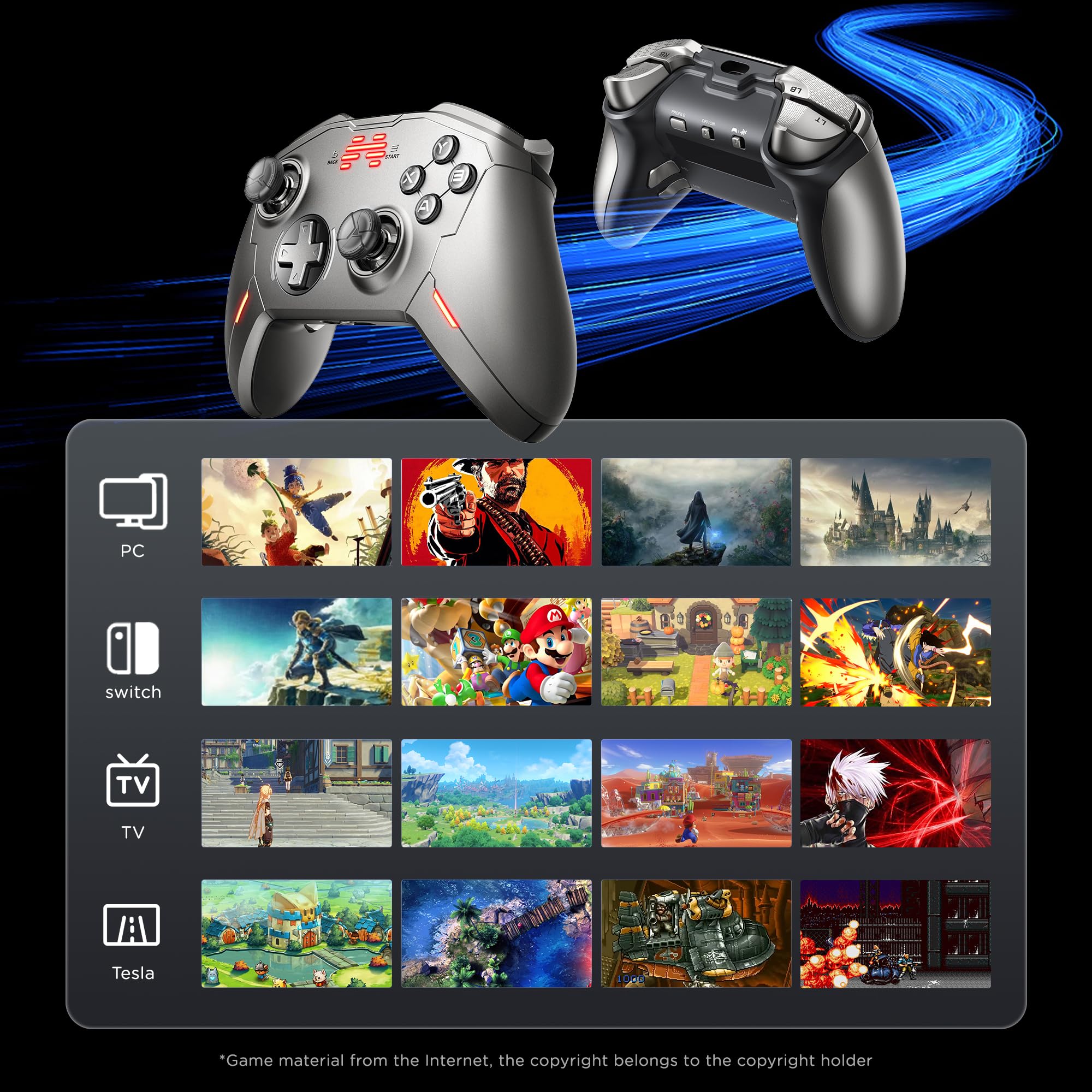 BEITONG Zeus Elite Wireless Game Controller For PC Switch Android iOS Gaming,1000 mAh/6 Axis Motion Control/Mechanic Keys/3 Joysticks/ABXY Replaceable/Macro Programmable/Audio Jack