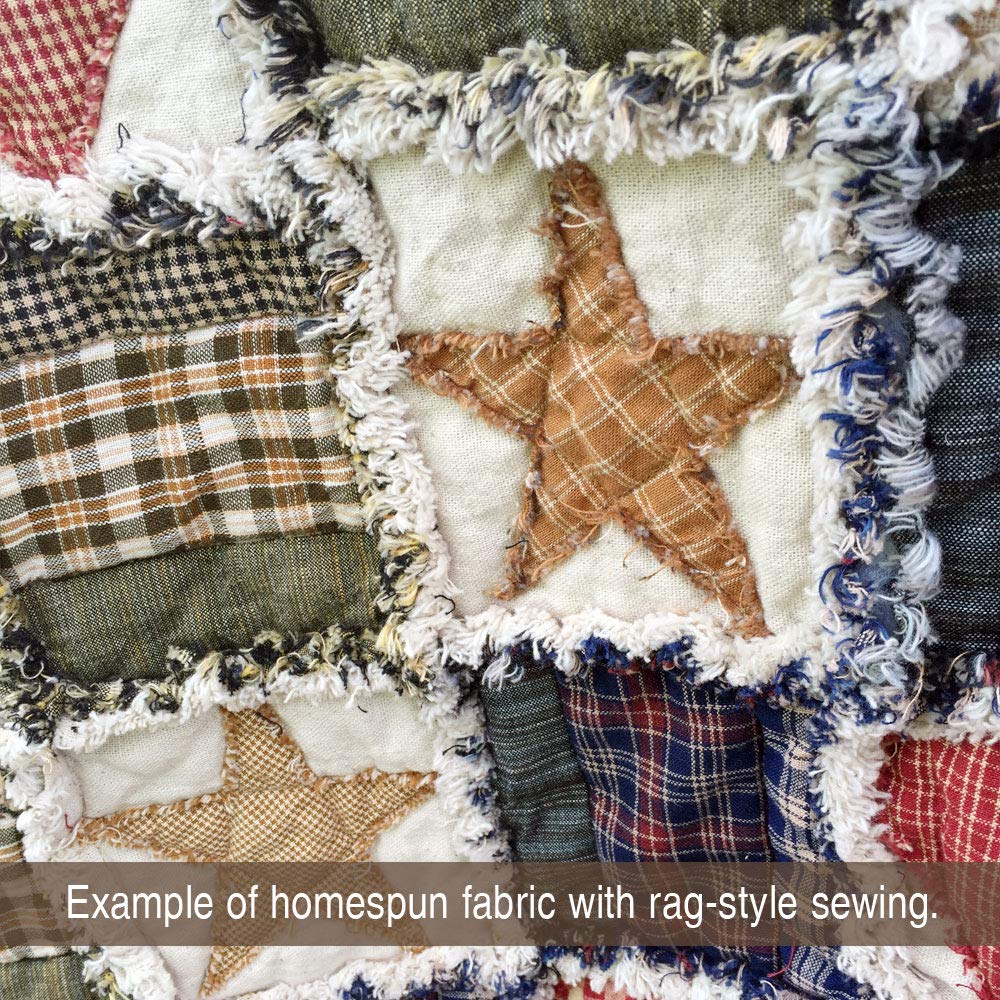 Colonial White Cotton Homespun Plaid Fabric by JCS - Sold by The Yard