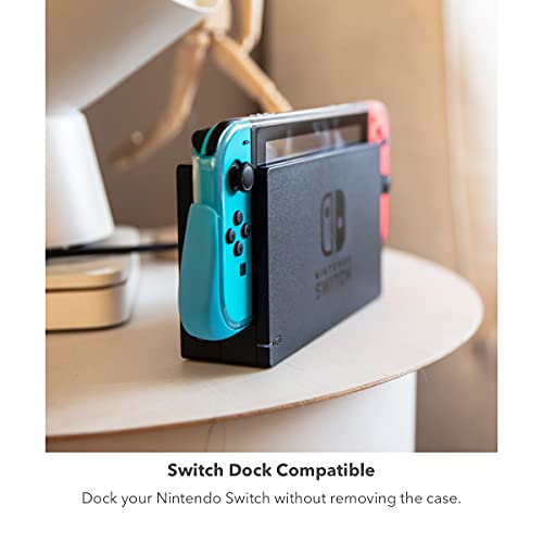 ZAGG Gear4 Kita Grip 360 Slim Case & Screen Protector for Nintendo Switch β Clear Protective Case, Red & Blue Grips, Kickstand, Dock Compatible, D3O Protection +Tempered Glass Screen Protector
