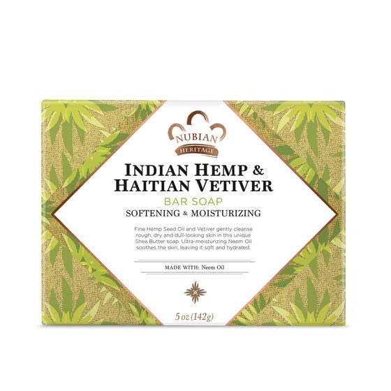 Nubian Indian Hemp and Haitian Vetiver Soap, 5 Ounces (Pack of 3)