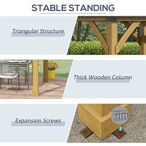 CZDYUF 10' X 12' Patio Solid Metal Roof Gazeb, Galvanized Steel Gazebo with Wooden Frame, for Patios Deck Backyard Gardon