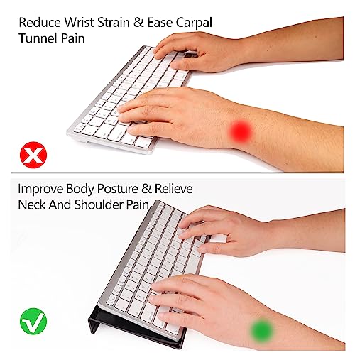 Egchi Computer Keyboard Stand for Desk 78 Keys, 11.8 x 5.1 Inch Keyboard Tray, Black Acrylic Keyboard Riser Lift, Apple Keyboard Holder