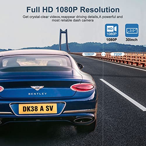 Dash Camera for Cars, Dash Cam 1080P Full HD Dual, 32G SD Card, Dashcam 170 Wide Angle 2.4" LCD Display, Super Night Vision, G-Sensor, Parking Monitor, WDR, Loop Recording