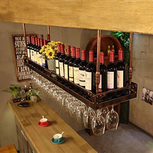 Creative Simplicity Wine Rack Industrial Style Creative Iron Art Storage Red Wine Glass Holder Home Decoration J119, PIBM, Bronze, 60x35cm