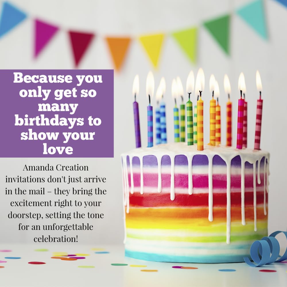Colorful Donut with Sprinkles Birthday Party Invitations, 20 5x7 Fill In Cards with Twenty White Envelopes by AmandaCreation