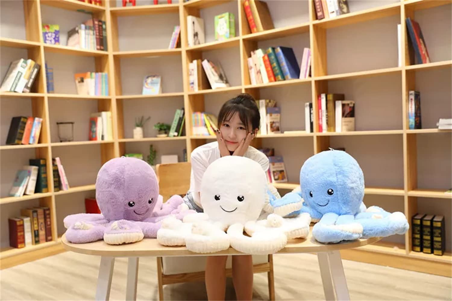 lapeche Plush Cute Octopus Dolls Soft Toy Stuffed Marine Animal for Boys Girls Birthday Presents (White, 16")