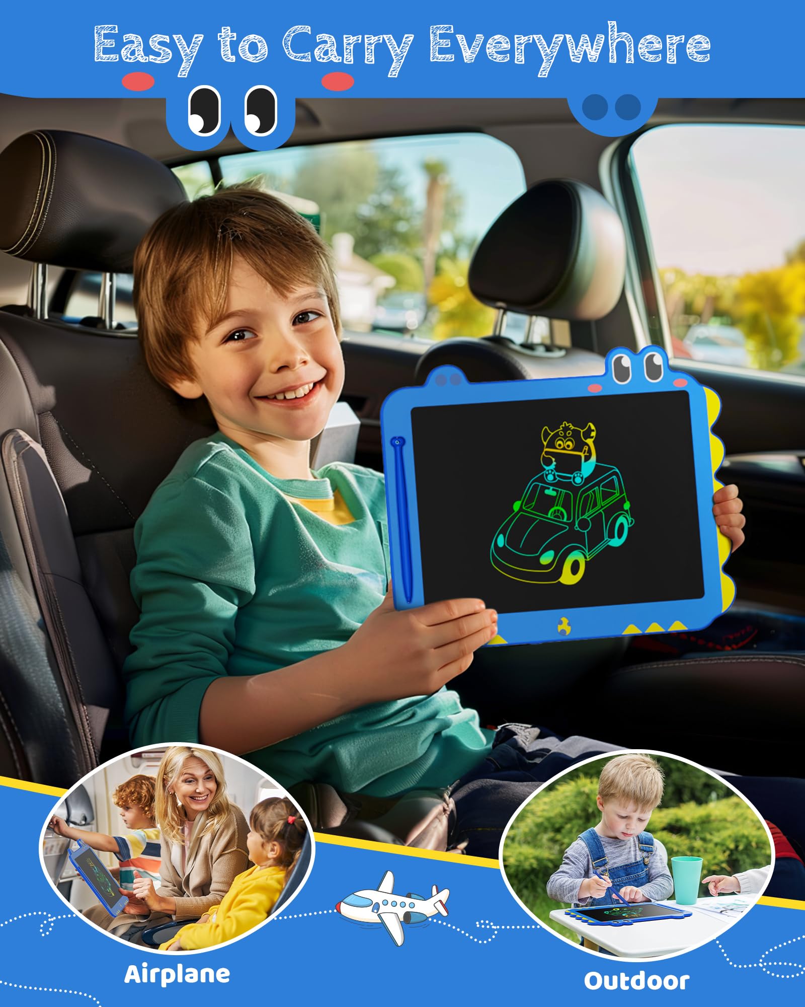LCD Writing Tablet for Kids, Colorful Toddler Toys Doodle Board, Drawing Tablet, Reusable Electronic Pads Educational and Learning Toy Gift for 3-8 Years Old Boys and Girls