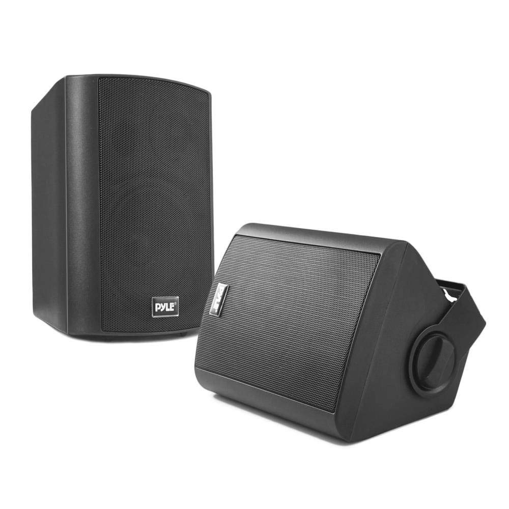 Pyle Waterproof Wall Mount Speaker System - 5.25 Inch Active + Passive Pair Wireless Bluetooth Compatible Indoor/Outdoor Stereo Sound Set with AUX IN - Pyle PDWR52BTBK (Black)