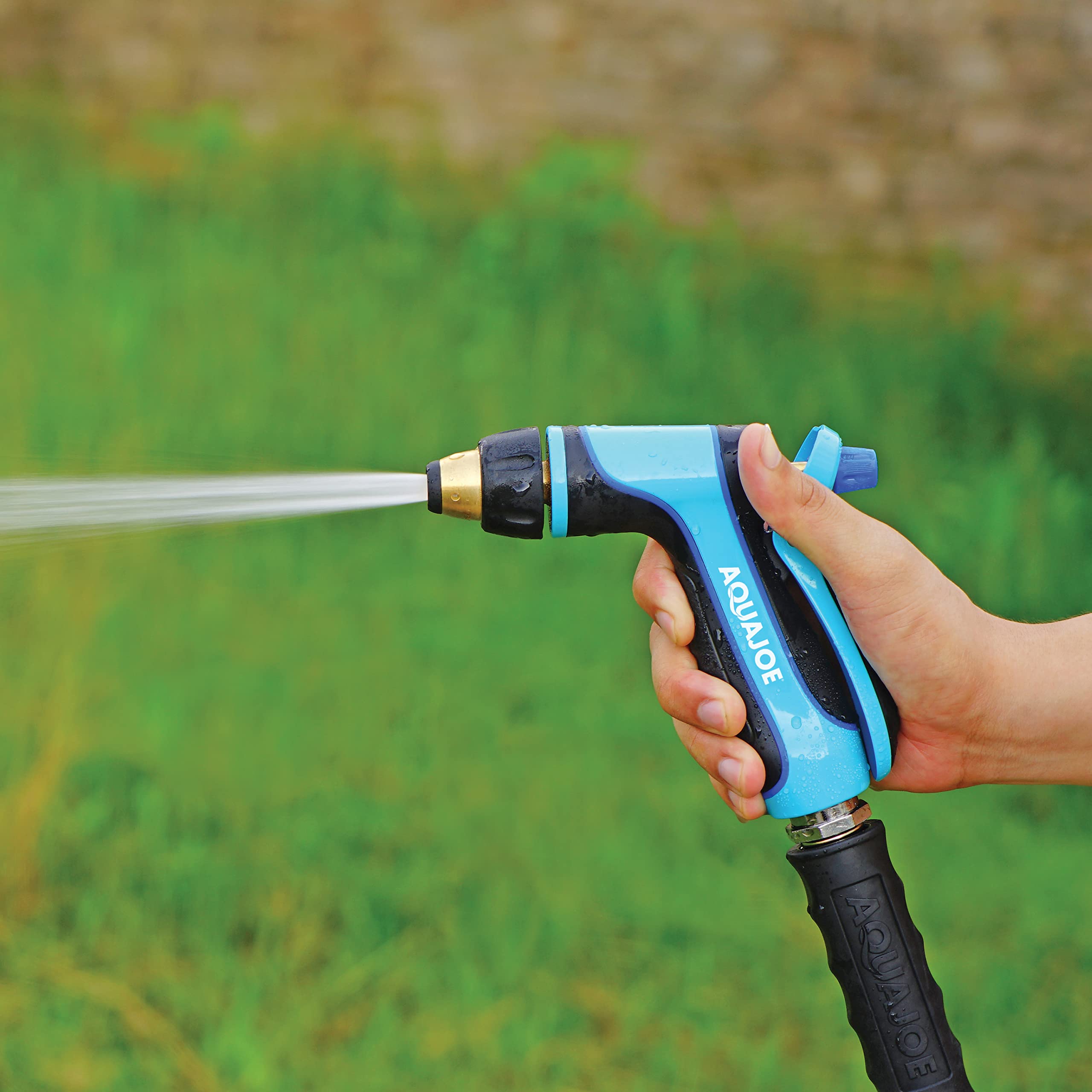 Aqua Joe AJHN105 Indestructible Multi-Function Adjustable Hose Nozzle, Trigger Flow Control, 3 Selectable Settings
