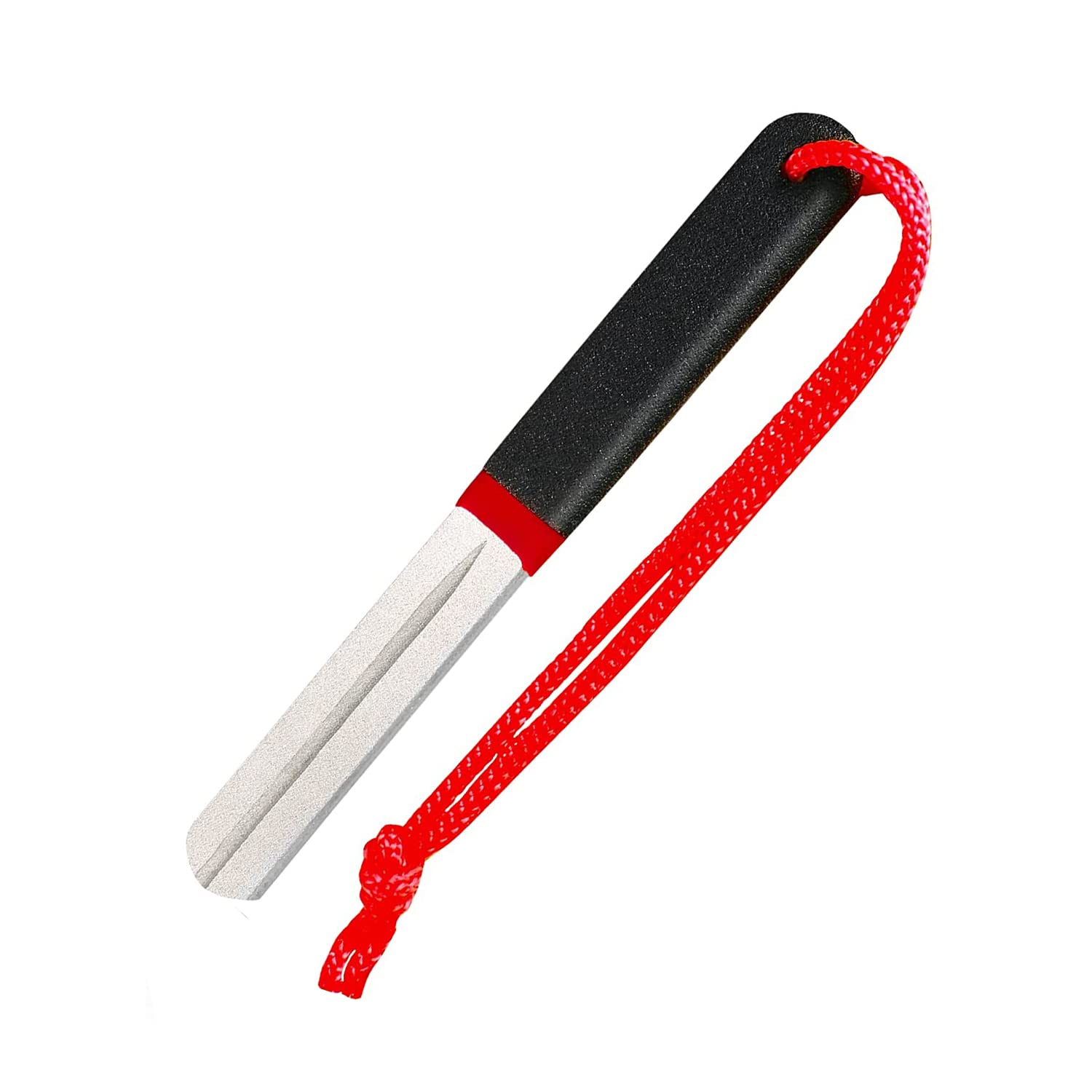Armiika Fish Hook Sharpeners, 4 Inch Portable Double Groove Fishing Hook Sharpening Hone Hook Sharpener Hook File with Handle,Double Sided Diamond Handle Fine and Medium Grit Grinding Tool