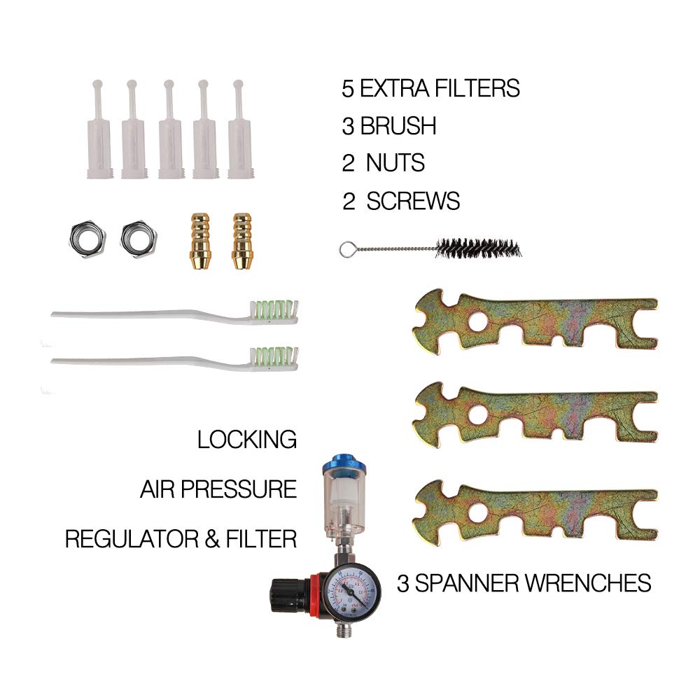 ETOSHA Professional HVLP Gravity Feed Air Spray Gun Kit with 1.0mm 1.4mm 1.8mm Nozzles Needle Cap Automotive Air Paint Sprayer Gun Set with 600cc Cup for Auto Paint, Primer, Clear/Top Coat & Touch-Up