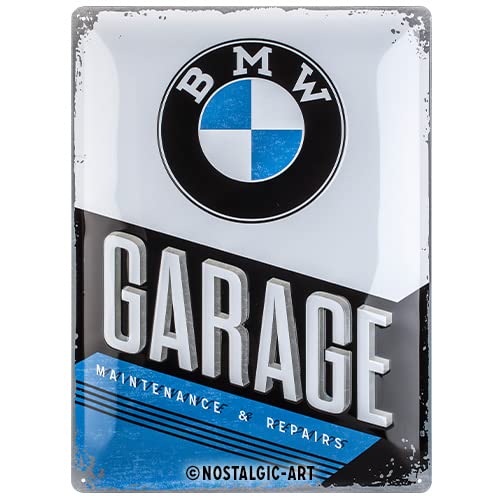 Nostalgic-Art Retro Tin Sign, BMW ā Garage ā Gift idea for car accessoires Fans, Metal Plaque, Vintage Design for Decoration, 11.8" x 15.7"