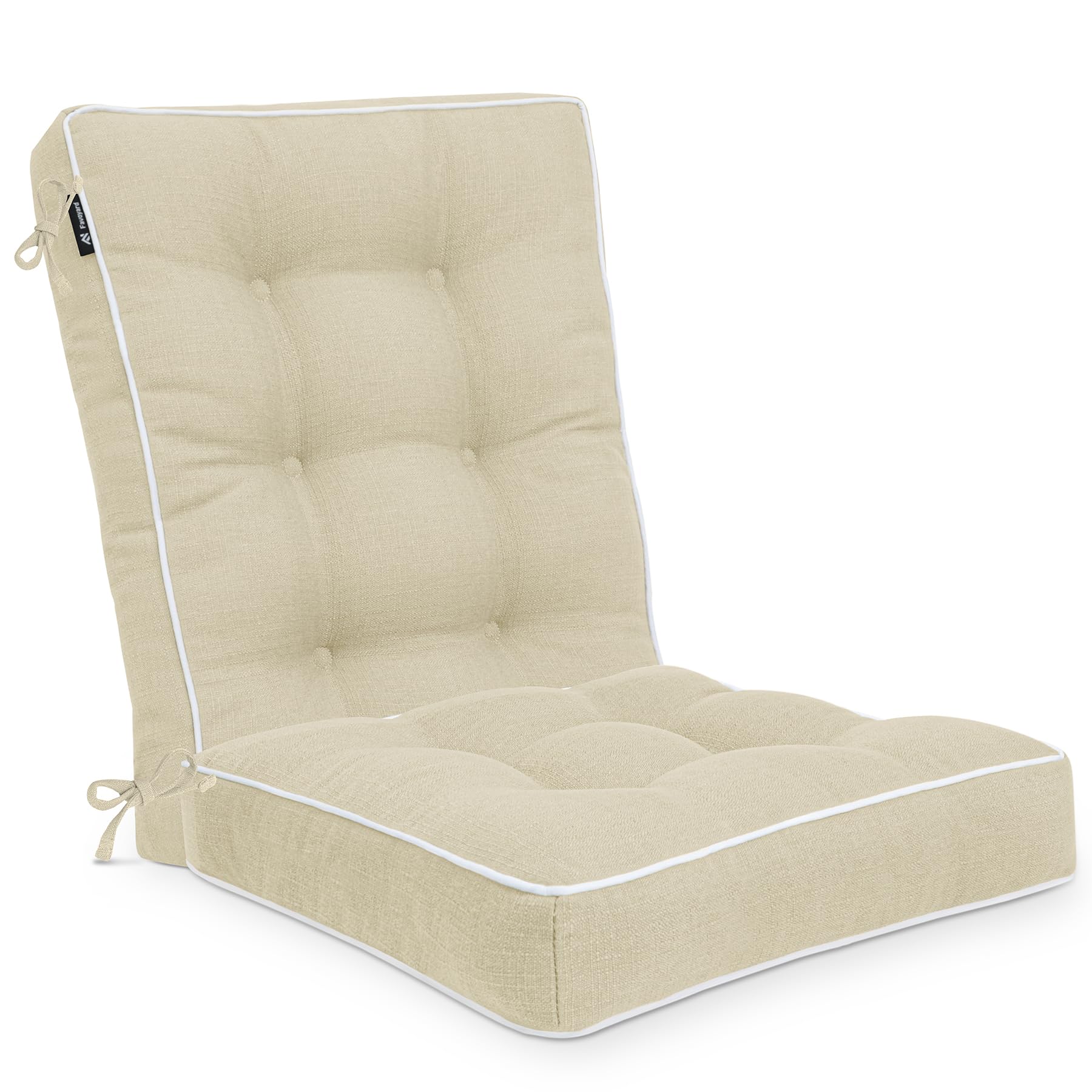 Favoyard Rocking Chair Cushion Set, Indoor & Outdoor Rocker Cushions, Water Resistant Seat Cushion Set for Patio Furniture 3-Year Color Fastness Chair Pads with Ties, Beige