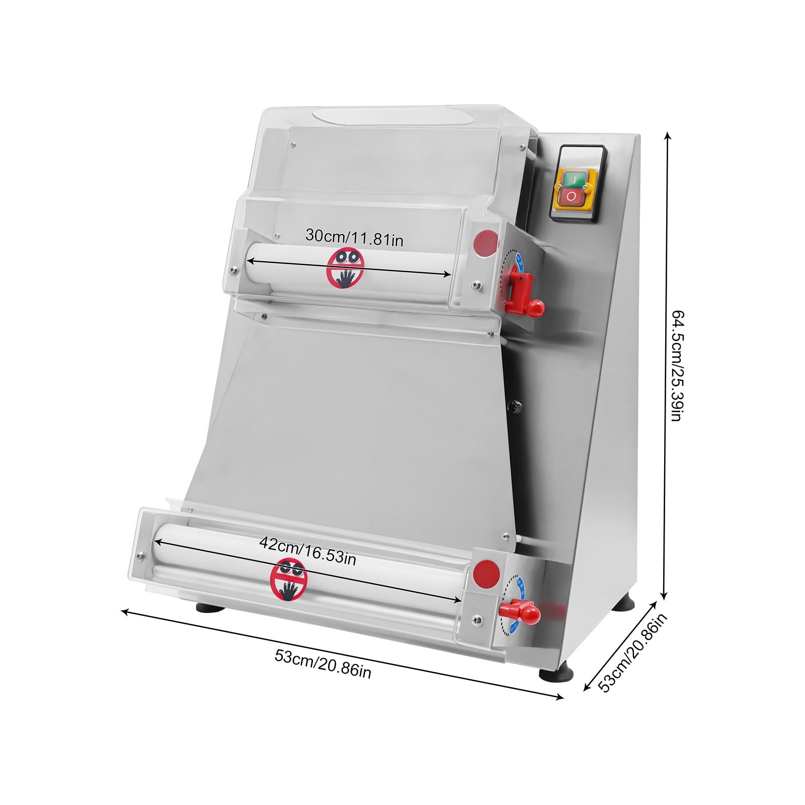 Commercial Pizza Dough Roller Sheeter, 3-15 Inch Electric Automatic Pizza Press, Stainless Steel Adjustable Thickness Dough Machine for Bakeries, Pizzerias, Restaurants, Kitchens