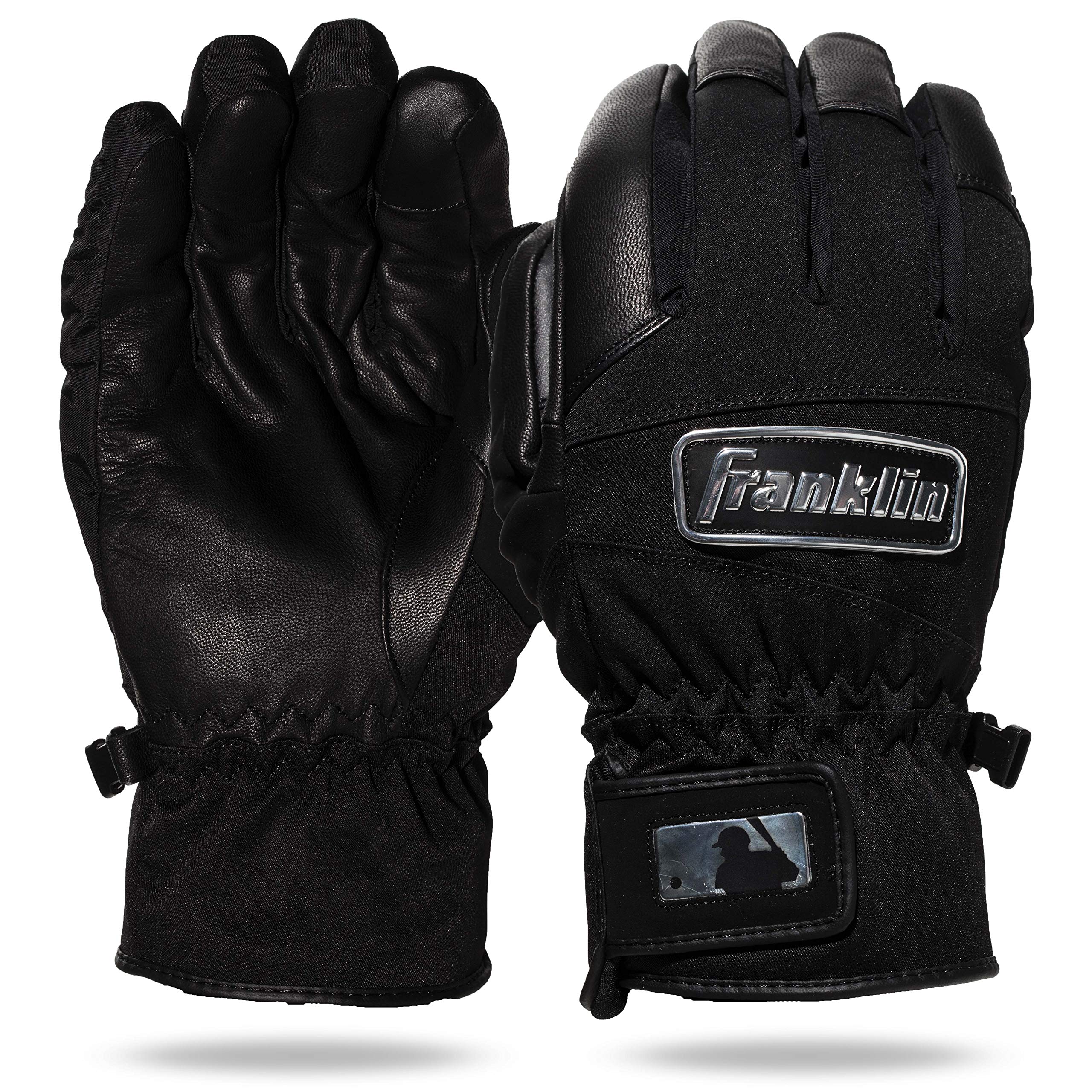 Franklin Sports MLB Batting Gloves - Coldmax Cold Weather Winter Gloves - All Weather Gloves for Players, Coaches + Umpires - Black - Adult Medium