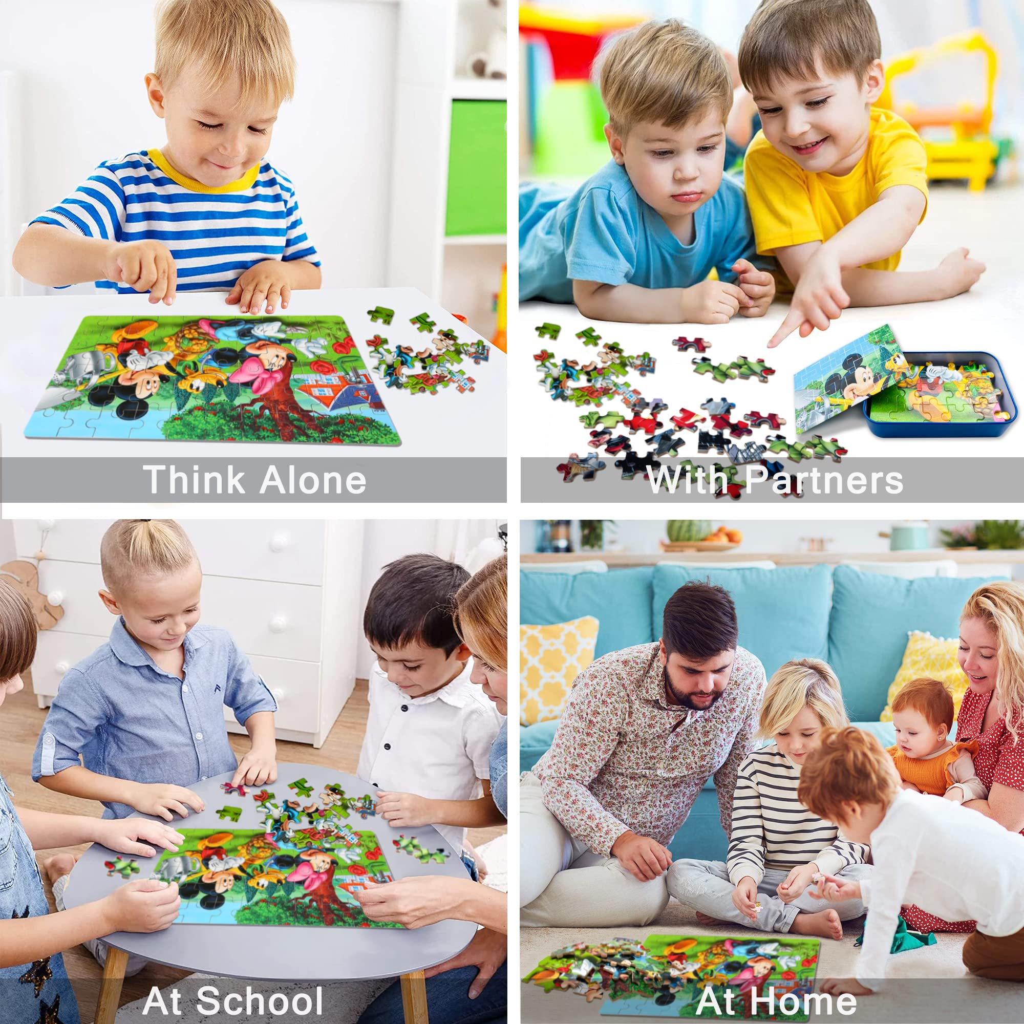 LELEMON Puzzles for Kids Ages 4-8,60 Piece Puzzles for Kids Ages 3-5,Jigsaw Puzzles Kids Puzzles in Metal Box,Educational Puzzle Games Puzzle Toys