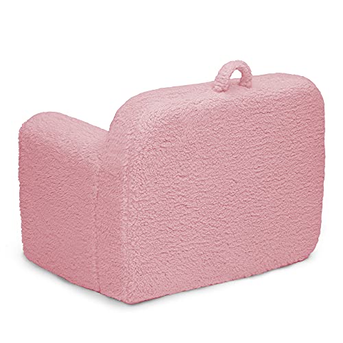 Delta Children Cozee Sherpa Chair β Customize with Name β Foam Kids Chair for Ages 18 Months and Up, Pink
