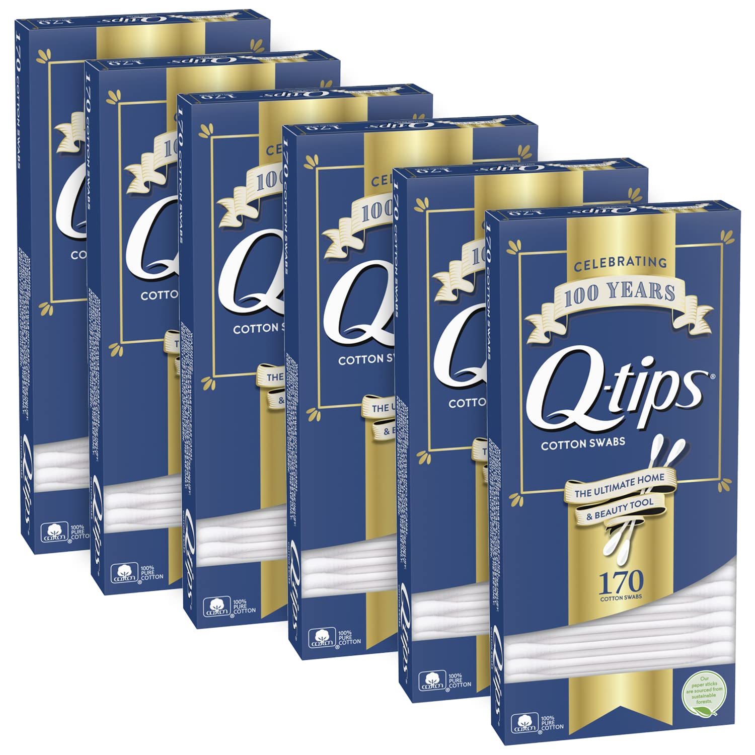 Q-tips Cotton Swabs 170 Count 5-Pack – Original Cotton Swabs with Soft Tips, Makeup Tools, Beauty, Personal Care & Household Essentials