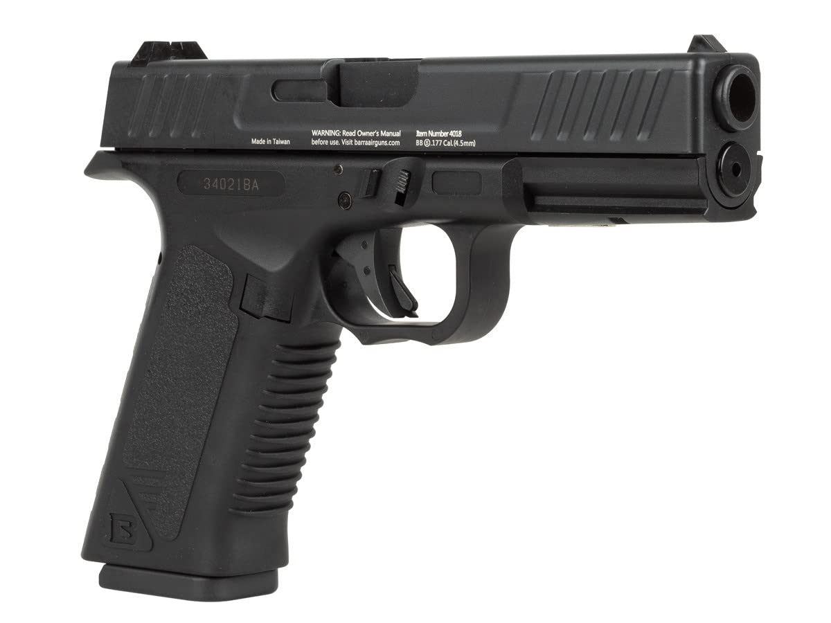 Barra Airguns 009 Full Auto BB Gun Pistol, CO2 Blowback Select Fire Air Pistols, BB Guns for Kids & Adults, 18-Round Drop-Free Magazine, 325 FPS, 177 Caliber BBS