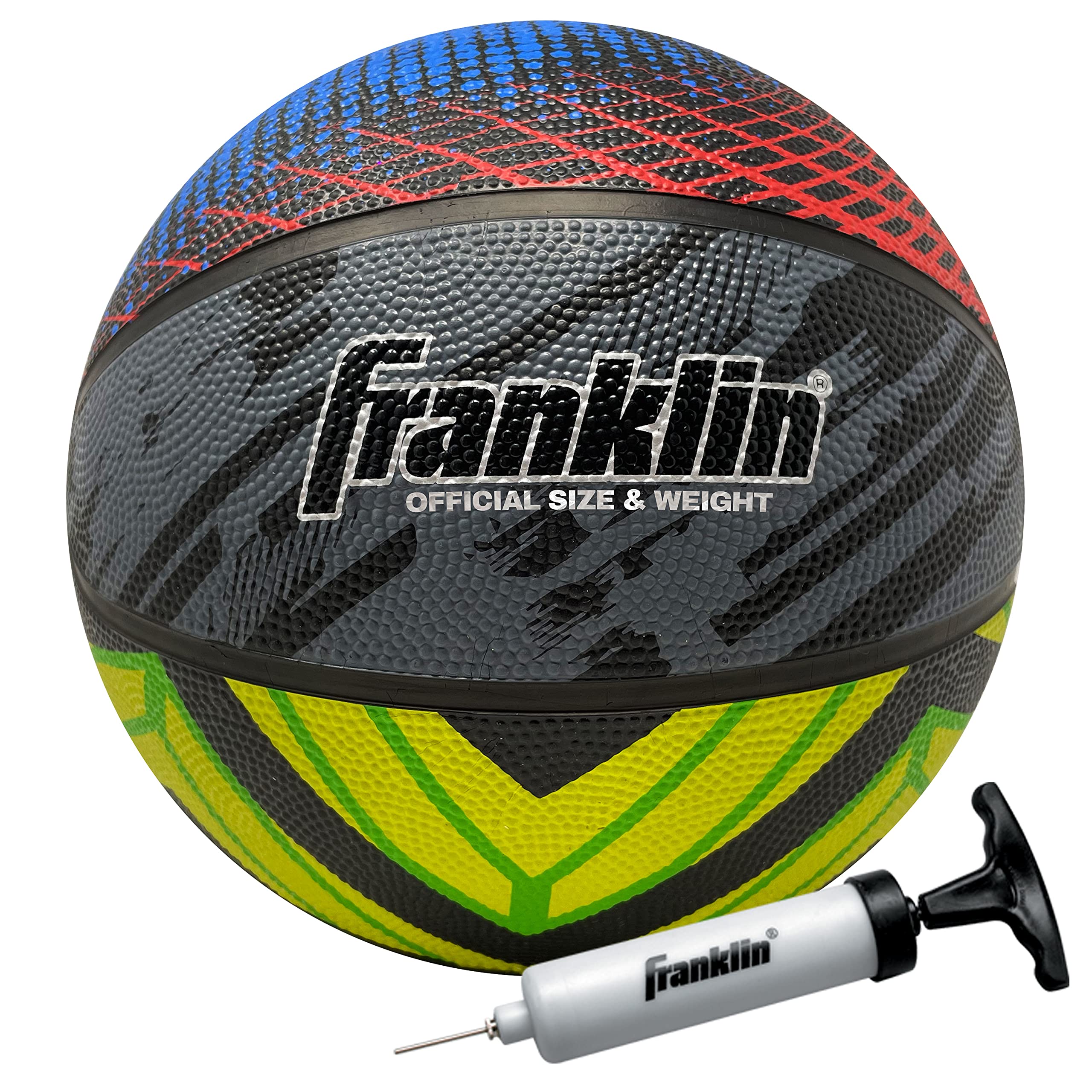 Franklin Sports Mystic Basketball - Official Size Basketball - Indoor + Outdoor Basketball - 29.5" Rubber Basketball - Air Pump Included