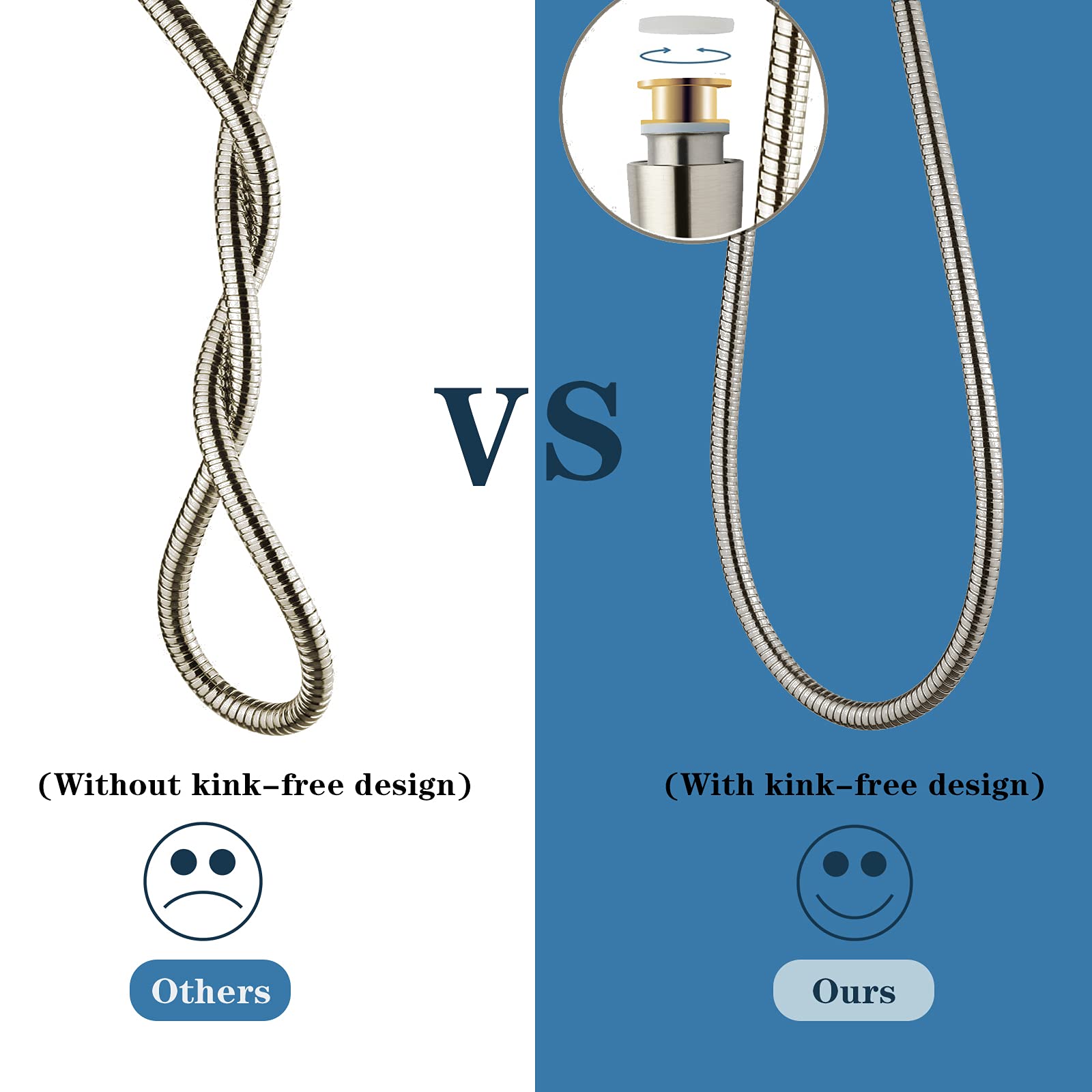 BRIGHT SHOWERS Shower Hose For Hand Held Shower Heads, 96 Inches Cord Extra Long Stainless Steel Hand Shower Hose, Ultra-Flexible Replacement Part with Brass Insert, Brushed Nickel