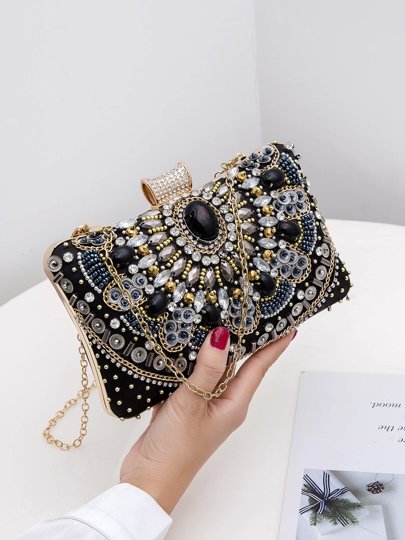 LETODE clutch purse for women with Noble Beaded Sequin Bag evening handbag