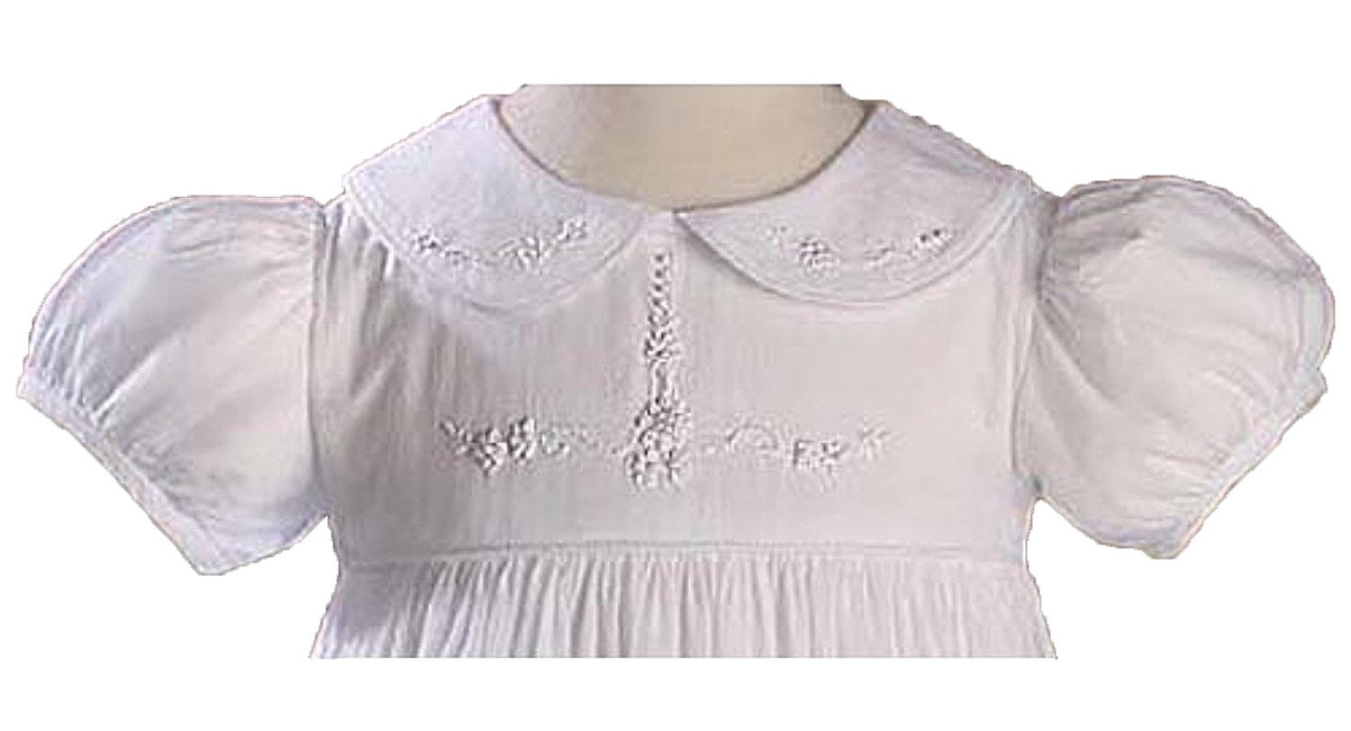 Hand Embroidered Heirloom Christening Gown with Shadow Embroidery - 12 Month White