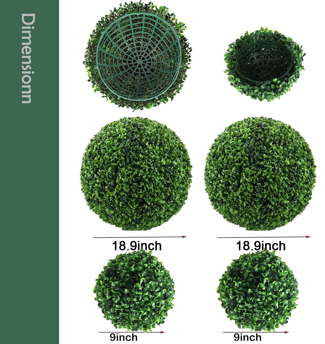 MYOYAY 4Pcs Artificial Topiary Ball 19 Inch and 9 Inch Outdoors 4 Layers Plant Topiary Ball Faux Boxwood Balls for Indoor Backyard Garden Wedding Décor