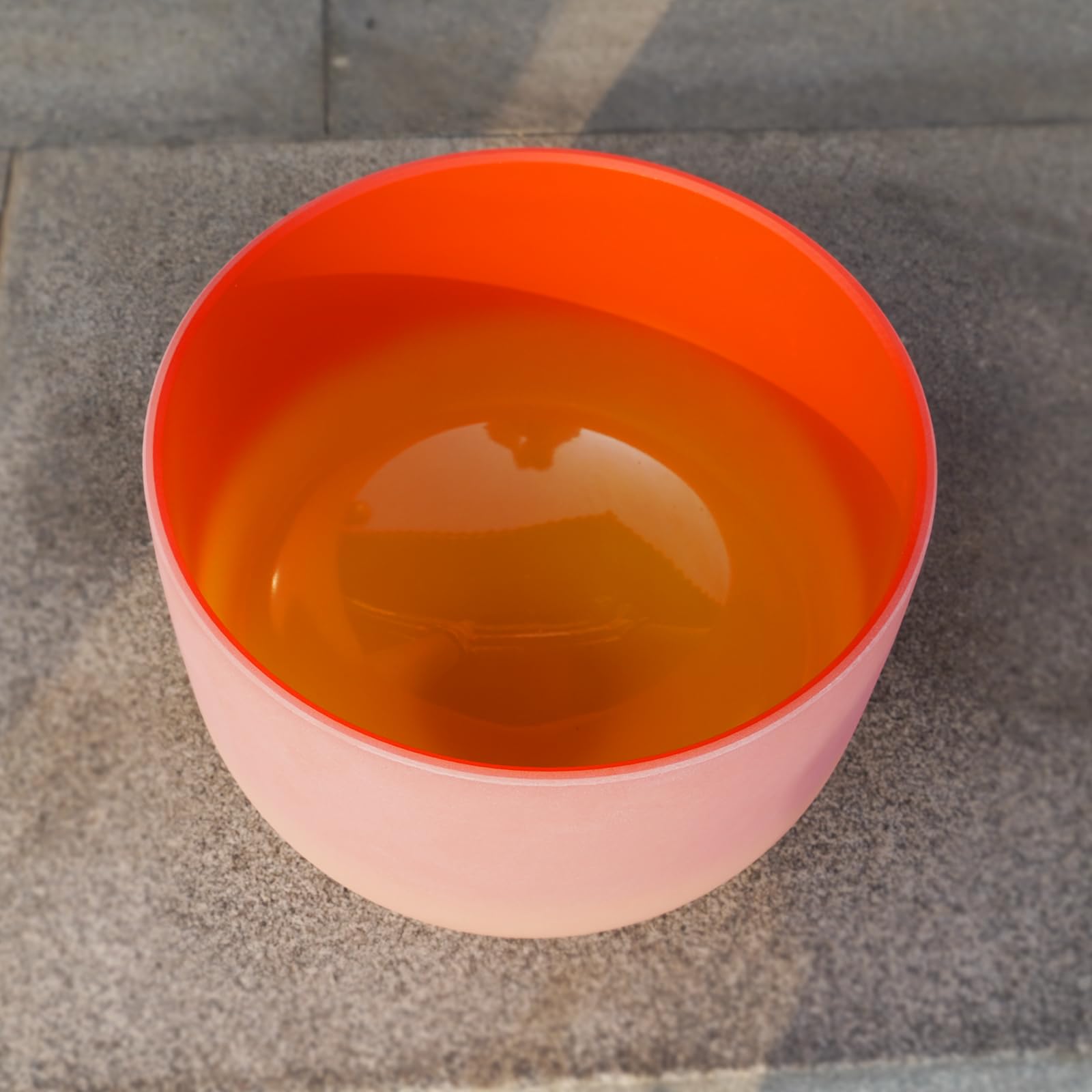 KVKA Rainbow C Note Root Chakra Red-Yellow Colored Frosted Quartz Crystal Singing Bowl 10 inch with Carrying Case