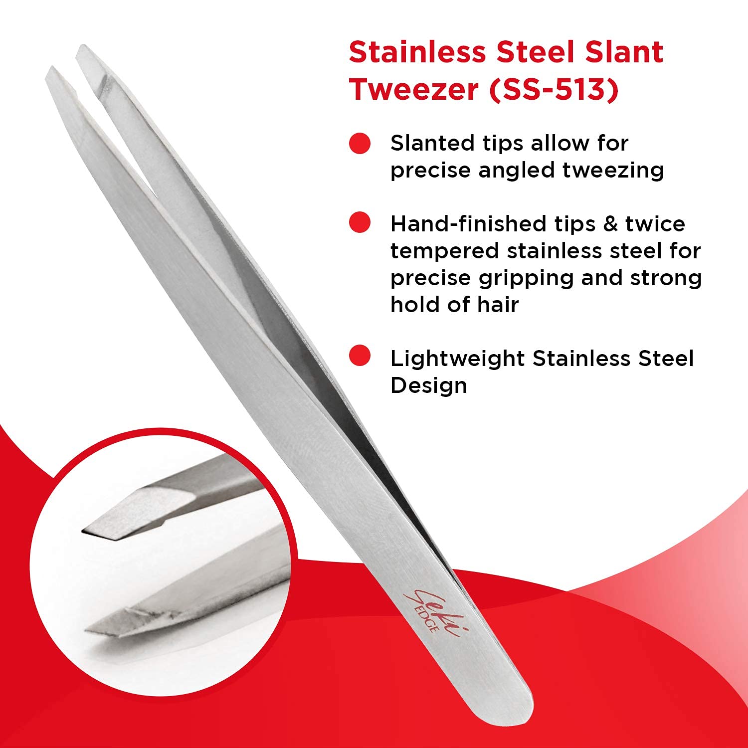 SEKI EDGE SS-513- Stainless Steel Slant Tweezer
